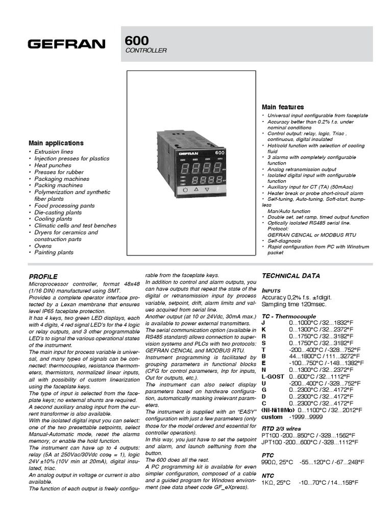 Manual Gefran 600-1 | PDF | Relay | Logic Gate