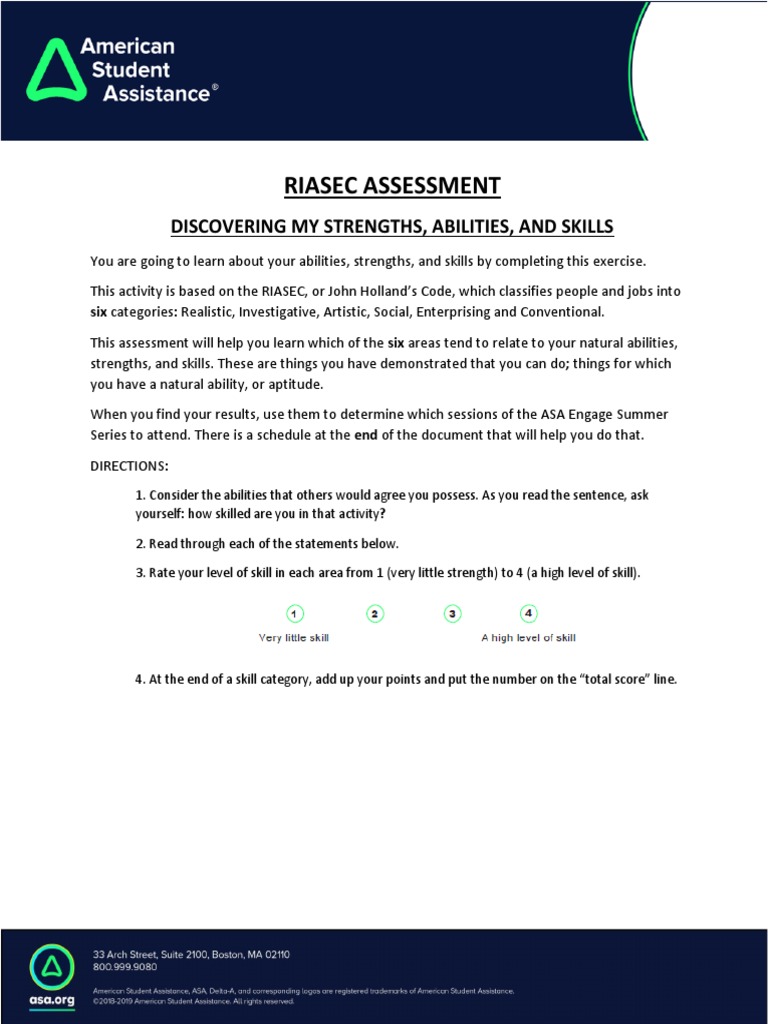 Riasec Assessment: Discovering My Strengths, Abilities, and Skills ...