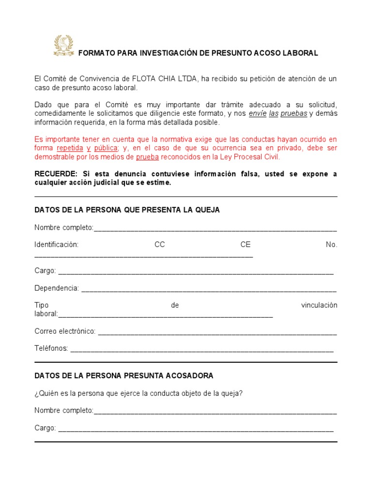 Formato Investigación de Acoso | PDF