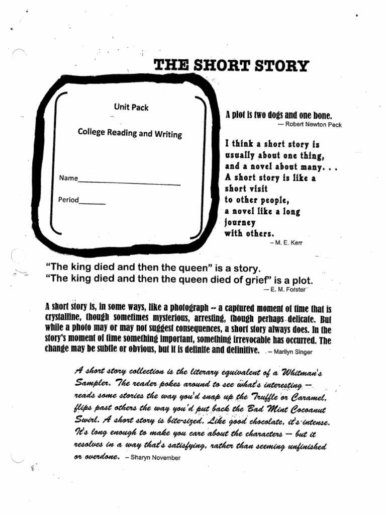 College Reading and Writing Short Fiction Packet | PDF
