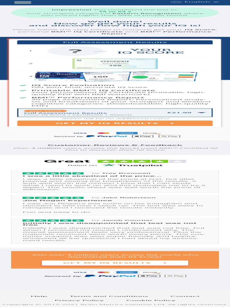 Well Done! Now Go Get Your Results and Discover How High Your IQ Is ...