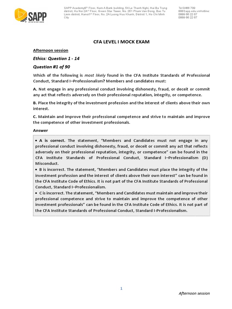 MOCK-EXAM-CFA-LEVEL-1-PM Take 2 | PDF | Exchange Rate | Financial Markets
