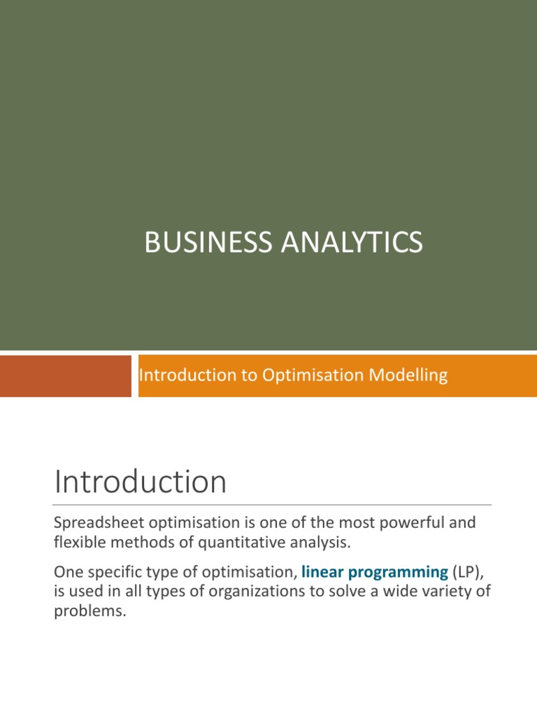 9 - Introduction To Optimisation | PDF | Mathematical Optimization | Linear Programming