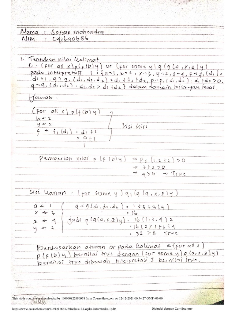 Diskusi 7 Logika Informatika 1 PDF | PDF