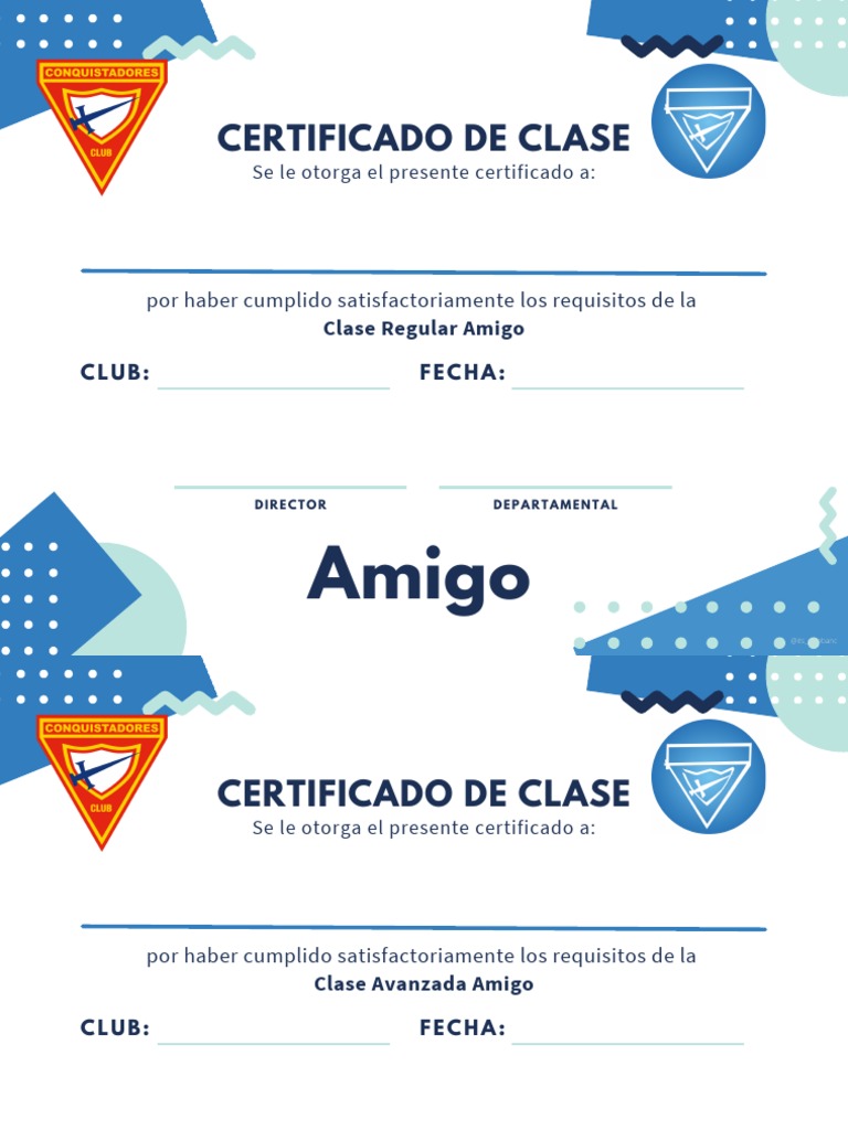 Certificados de Clases Conquistadores | PDF