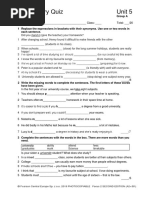 Focus 2 Unit 5 Test 20230204 133724 | PDF | Grammar | Syntax