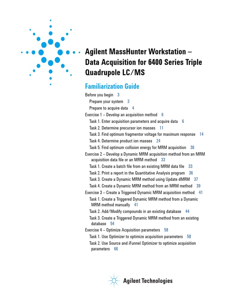 6400 Series Data Acquisition MassHunter - Familiarization | PDF ...