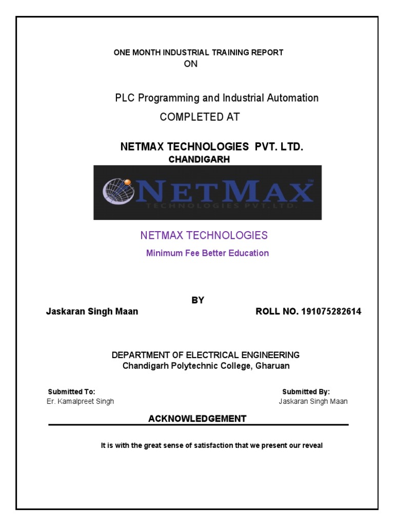 PLC Programming and Industrial Automation Completed At: Netmax ...
