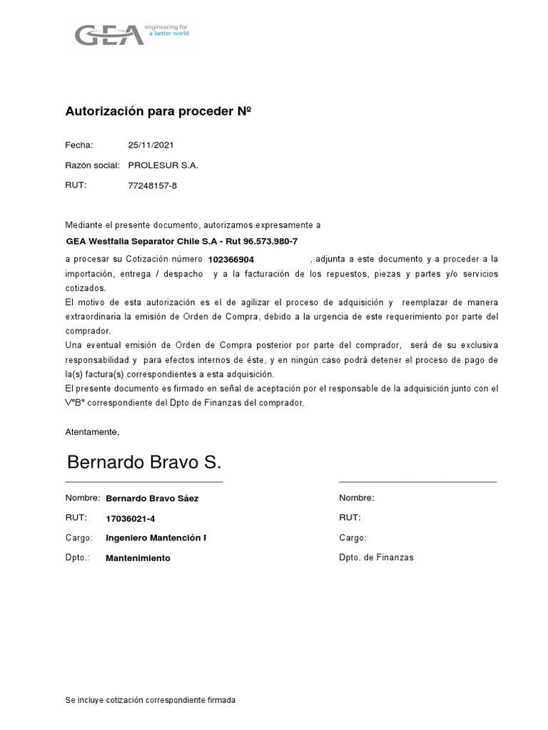 Authorization To Proceed | PDF