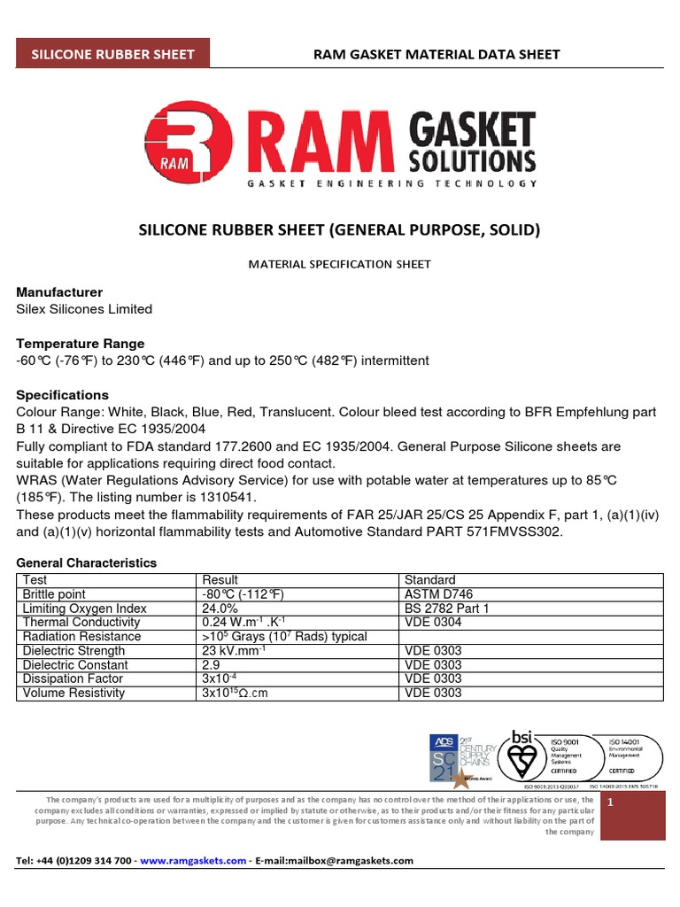 Silicone Rubber Sheet | PDF | Silicone | Materials