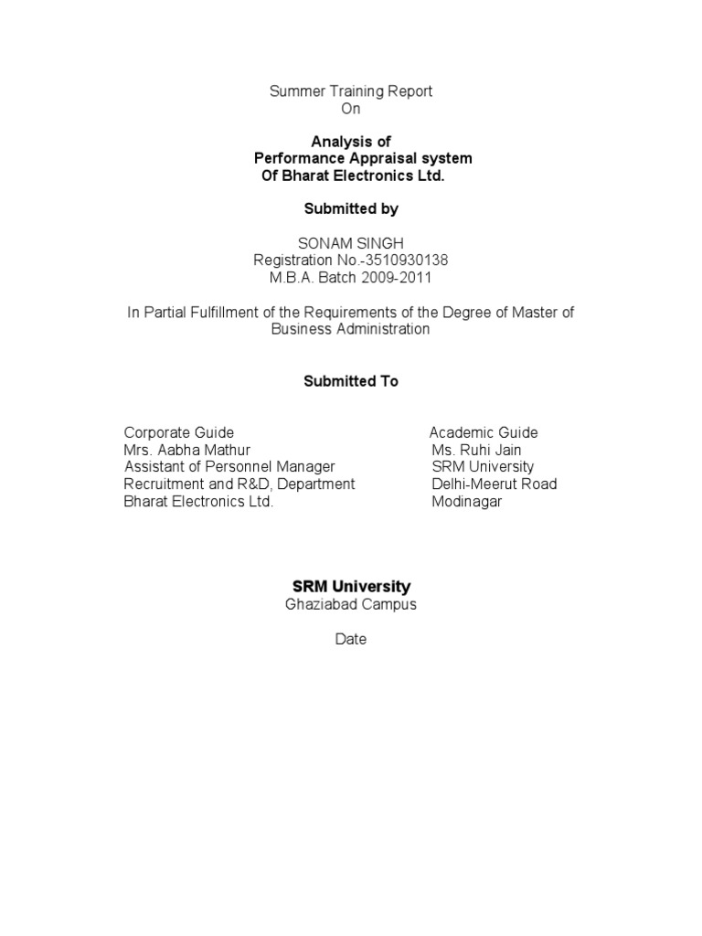 Summer Training Report | PDF | Performance Appraisal | Goal