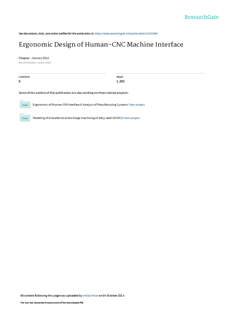 Ergonomics Design of Human CNC Machine Interface | PDF | Human Factors ...