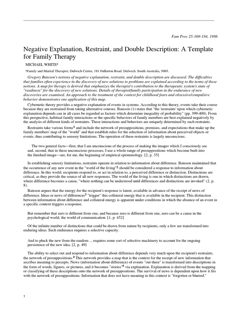 Negative Explanation, Restraint, and Double Description: A Template For ...
