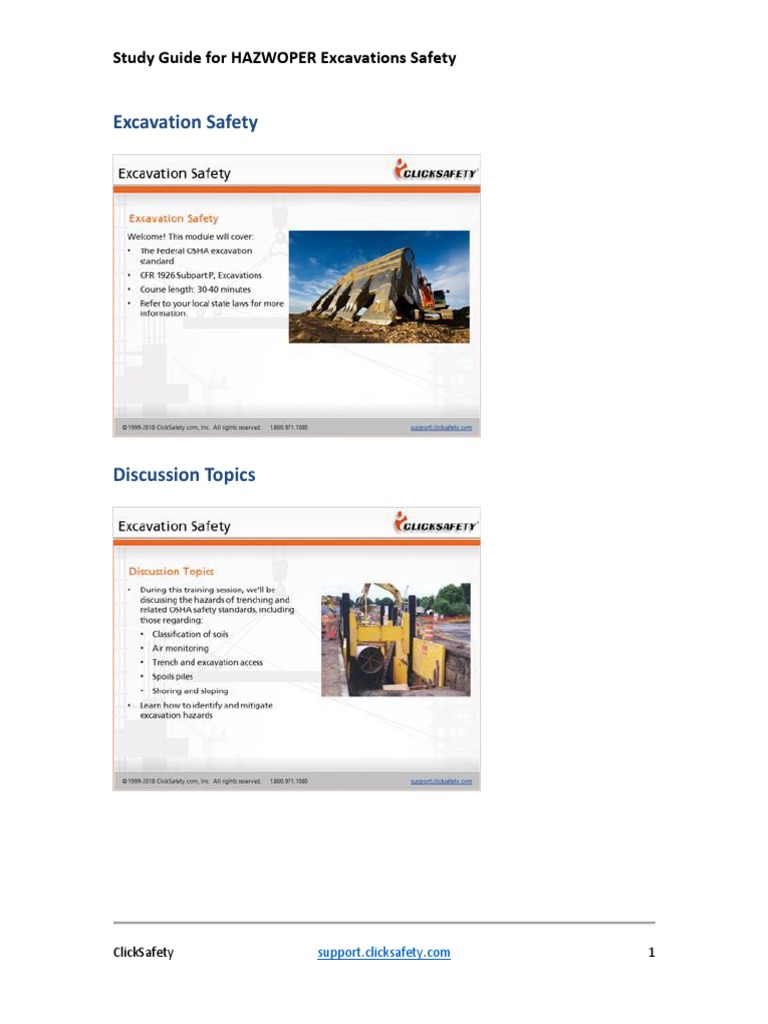 Excavation Safety: Study Guide For HAZWOPER Excavations Safety | PDF ...