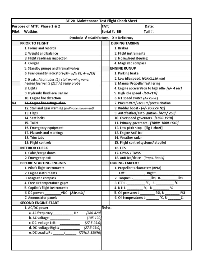 B200 MTF Checklist | PDF | Landing Gear | Flap (Aeronautics)