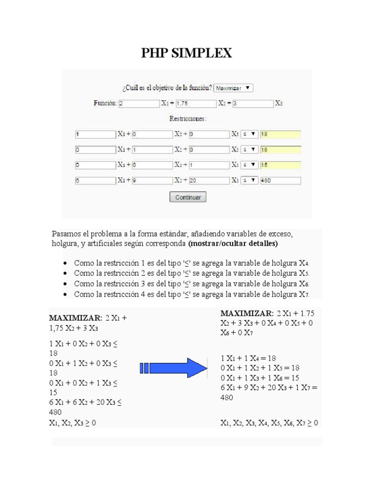 Resolucion PHP Simplex | PDF