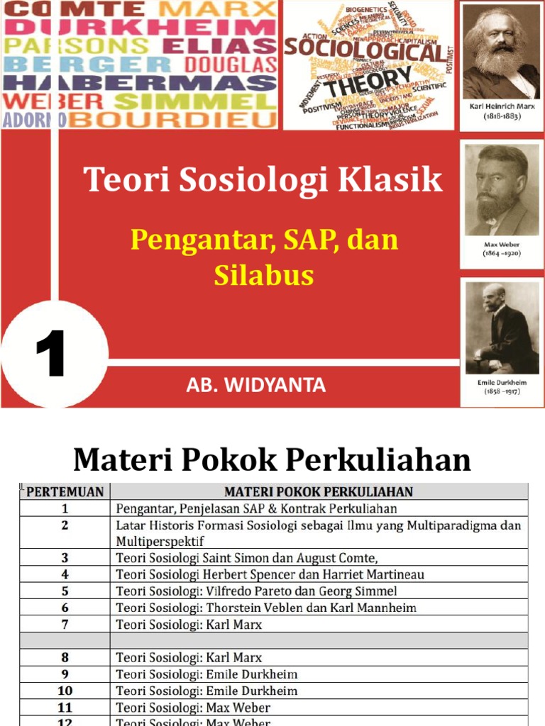 Teori Sosiologi Klasik PDF | PDF | Ilmu Sosial