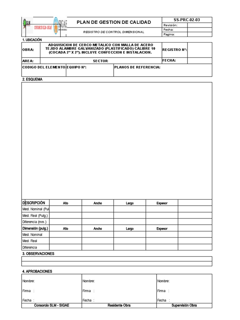 Protocolo Control Dimensional | PDF