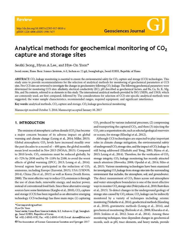 Geochemical Monitoring of CCS | PDF | Carbon Capture And Storage ...