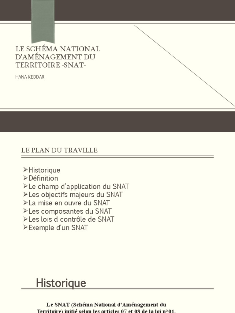 Schéma National d'Aménagement du Territoire (SNAT) | PDF ...