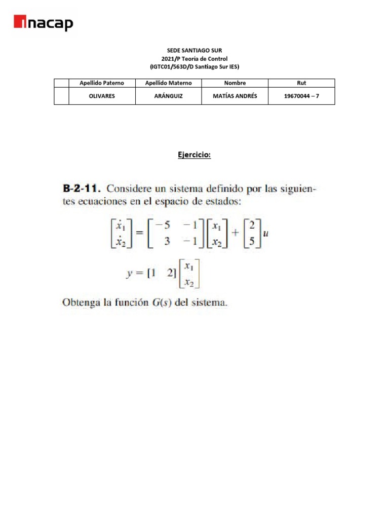 Ejercicio B-2-11 OGATA | PDF | Objetos matemáticos | Matemáticas