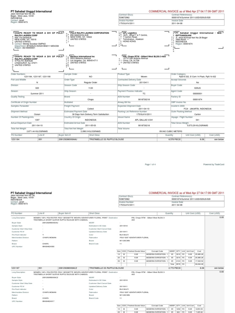 Commercial Invoice PDF | Supply Chain Management | Business