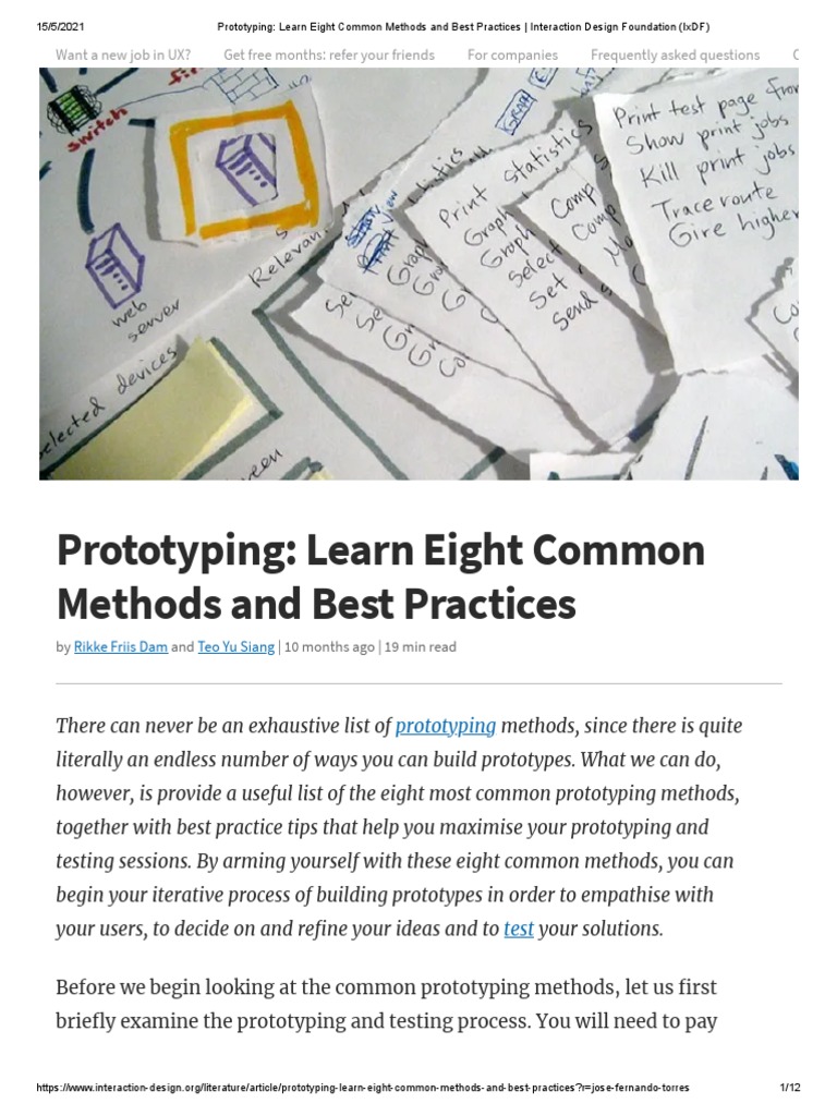 Prototyping Learn Eight Common Methods and Best Practices Interaction Design Foundation IxDF ...