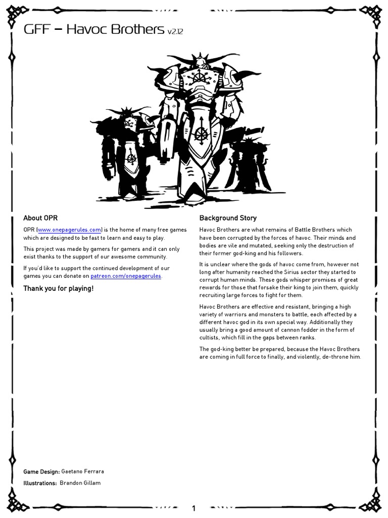 GFF - Havoc Brothers v2.12 | PDF | Military Technology | Projectile Weapons