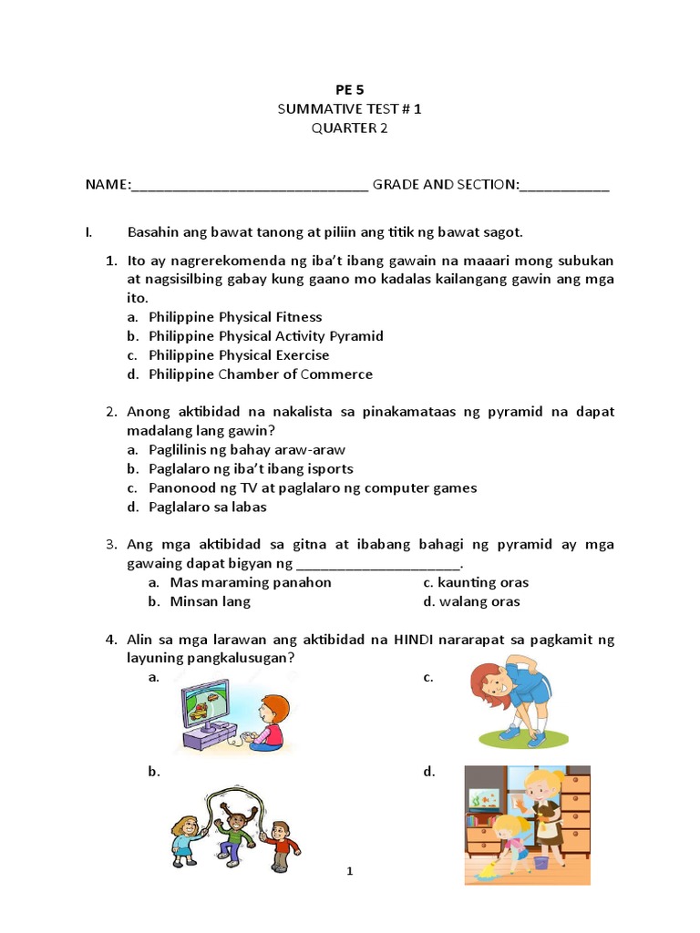Pe 5 Summative Test-Performance Task-Answer Key q2 | PDF