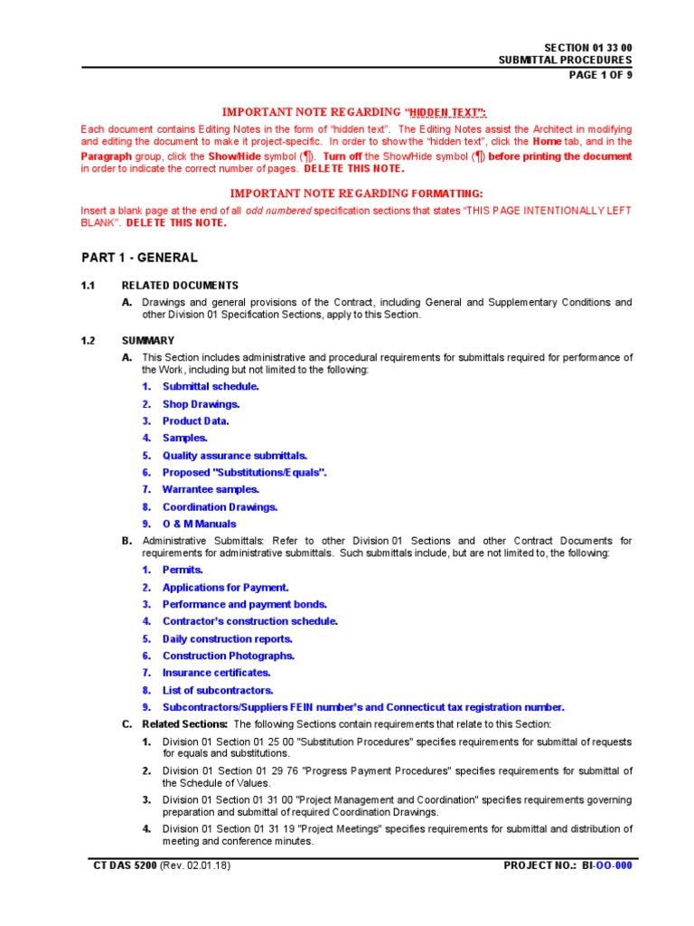 Part 1 - General: Important Note Regarding " | PDF | Specification ...