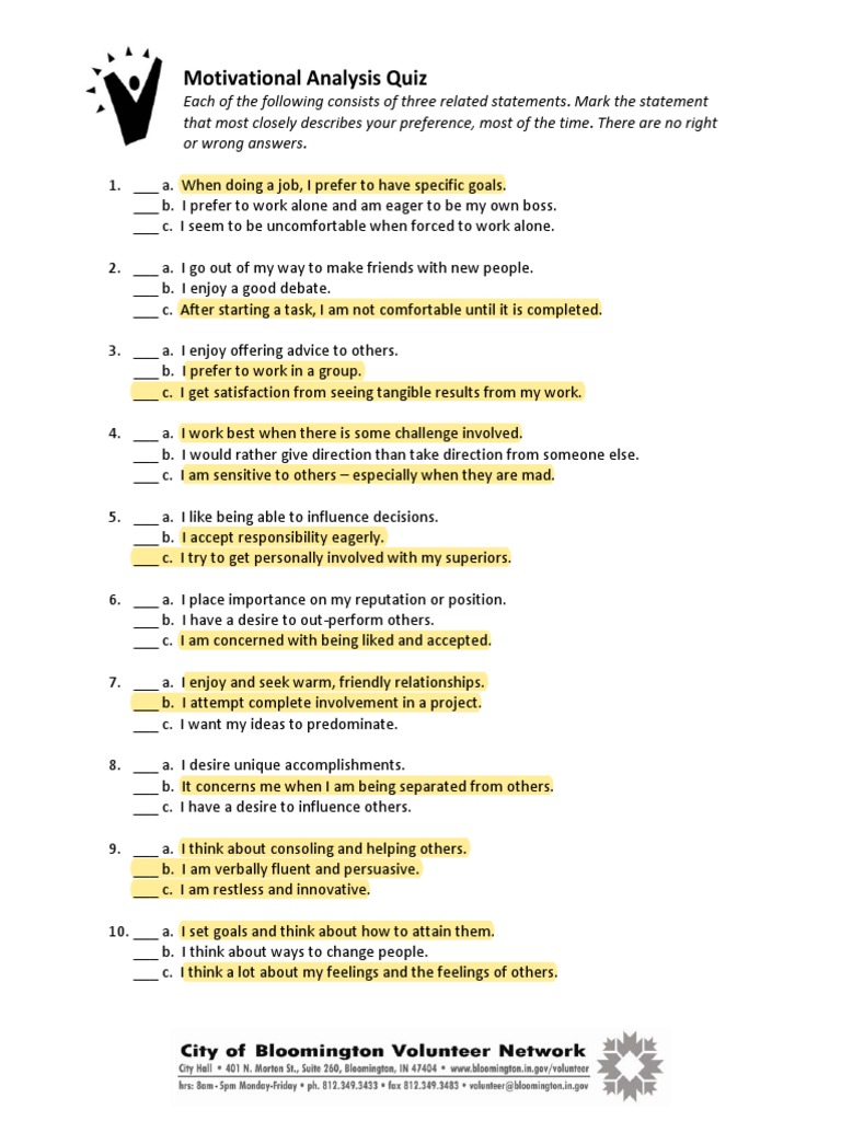 Motivational Analysis Quiz | PDF | Leadership | Leadership