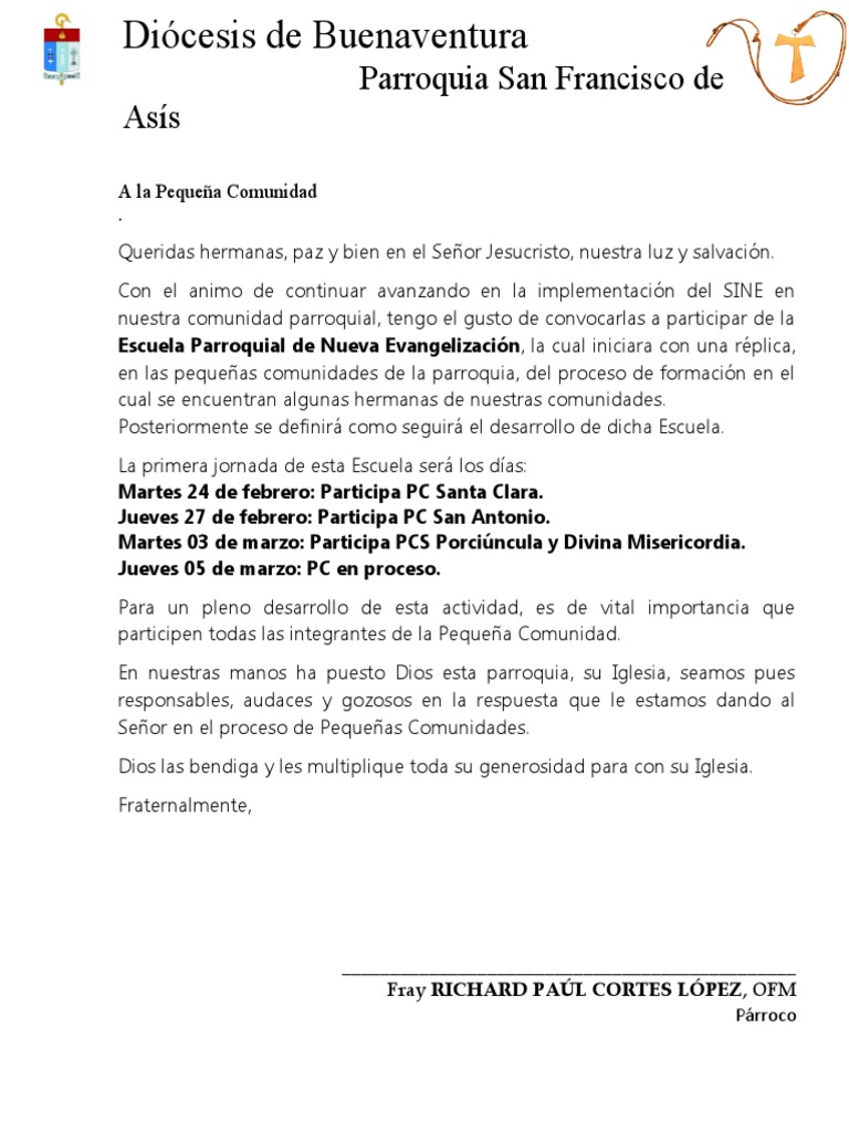 Carta A Las Comunidades | PDF