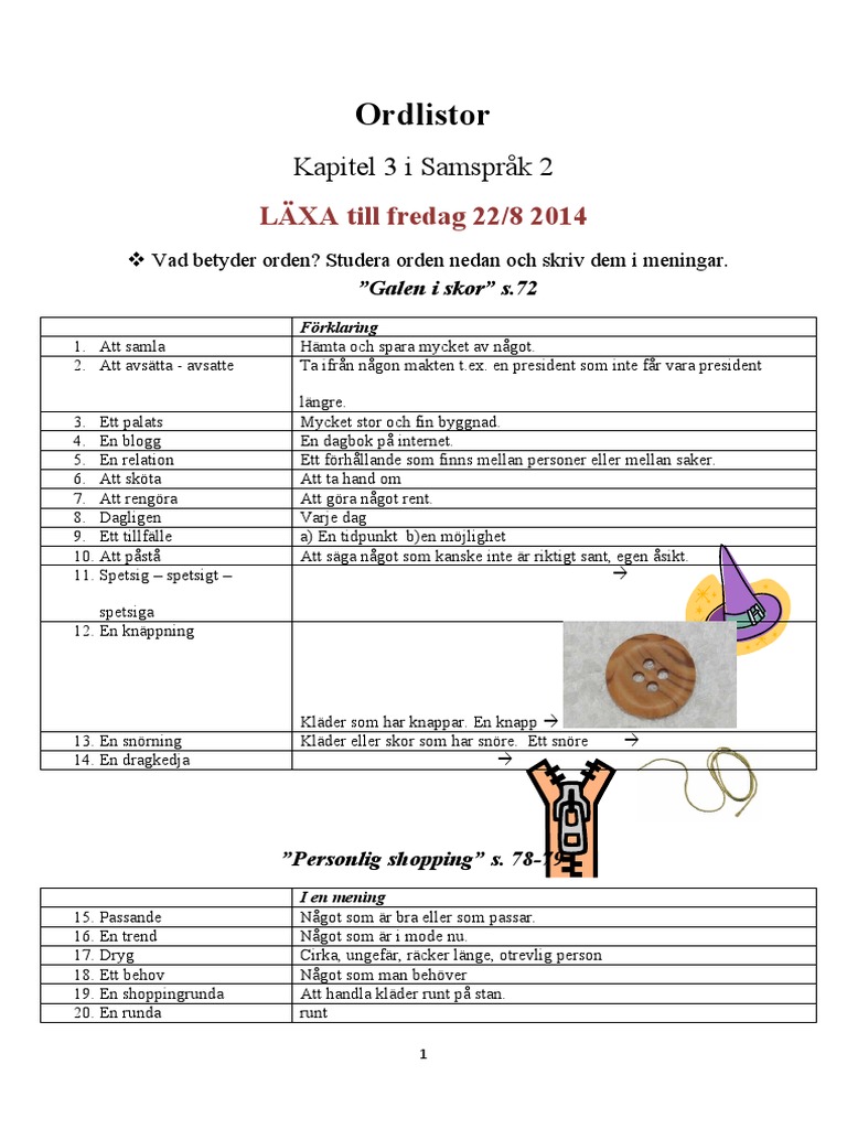 Kapitel 3 Ordlista | PDF