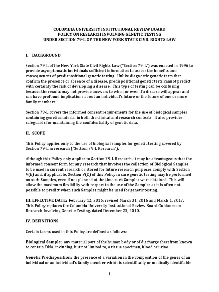 Genetic Testing Policyrevised 3117 | PDF | Genetic Testing ...