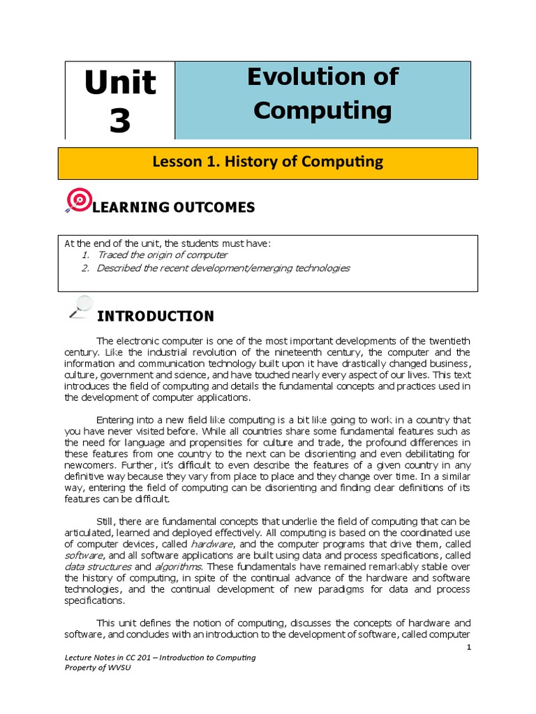 Unit 3 Evolution of Computing | PDF | Central Processing Unit ...