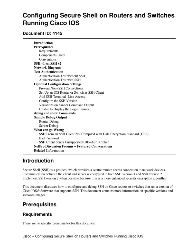 SSH Configuration On Cisco Routers | PDF | Secure Shell | Cryptography