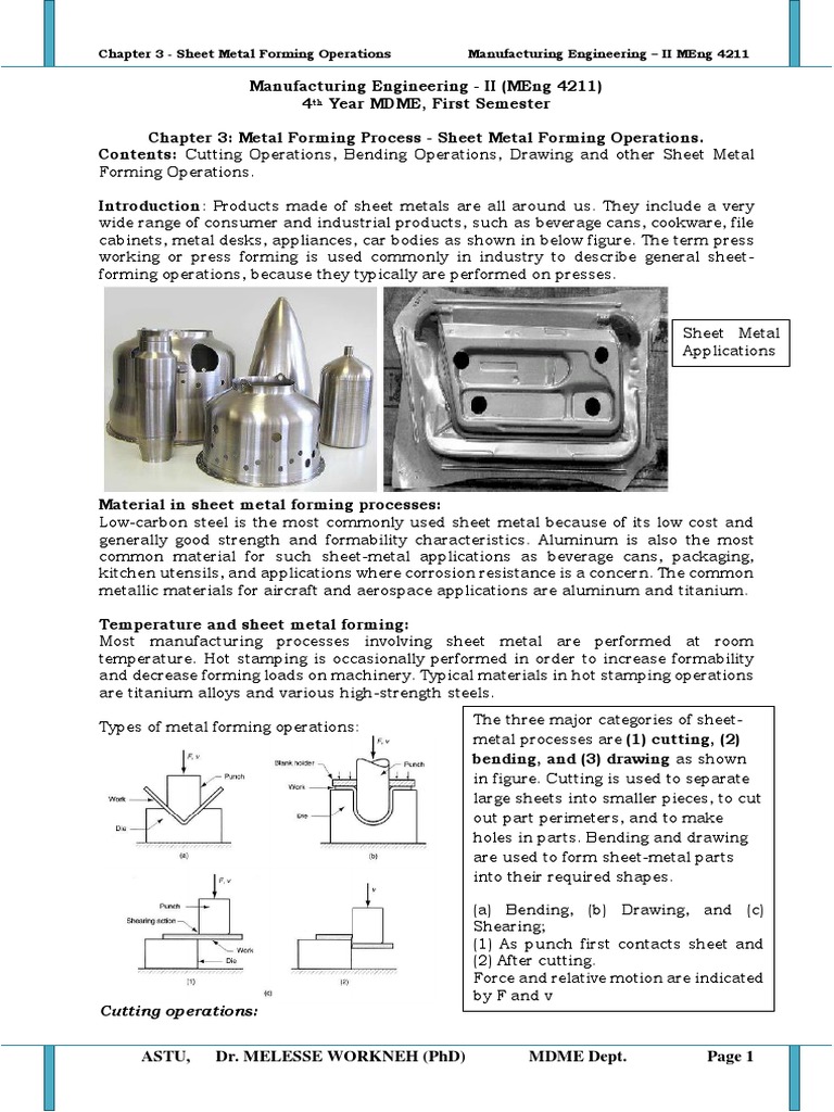 Sheet Metal Forming Operations Explained | PDF | Sheet Metal | Metals