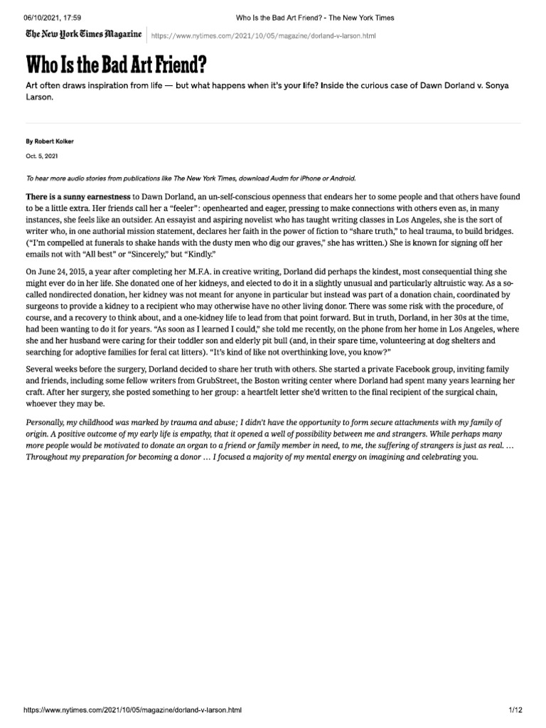 Who Is The Bad Art Friend - The New York Times | PDF | Computers