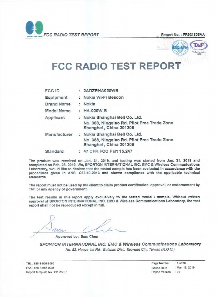 FCC Radio Test Summary | PDF | Spectral Density | Ieee 802.11