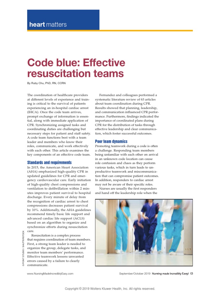 Code Blue: Effective Resuscitation Teams: Matters | Download Free PDF ...