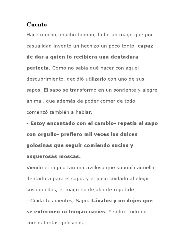 Cuento El Sapo Dentudo Pdf