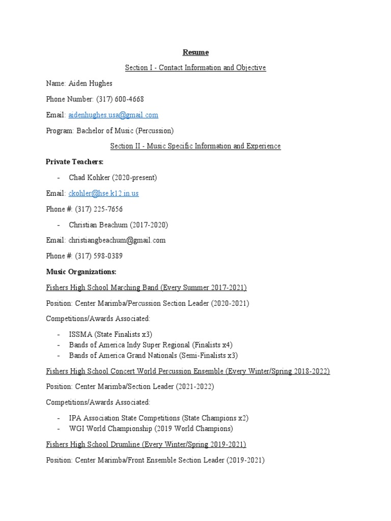 Resume | PDF | Performing Arts | Classical Music