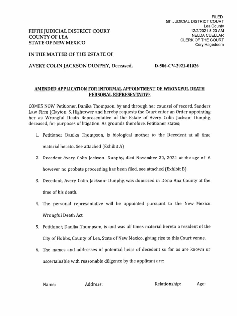 Jackson-Dunphy, Avery Court Documents | PDF