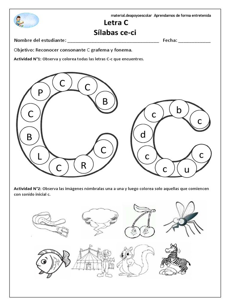 Actividades con la Letra C | PDF