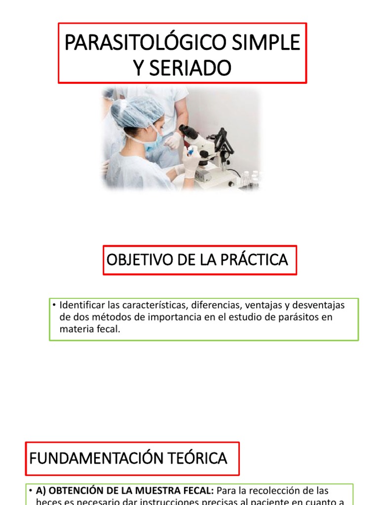 Parasitológico Simple y Seriado | PDF | Heces | Medicina CLINICA