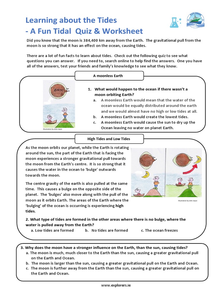 Tidal Worksheet | PDF | Tide | Moon