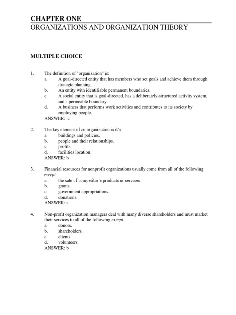 Organizations and Organization Theory: Chapter One | PDF | System ...