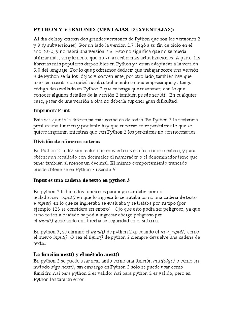 Python y Versiones | PDF | Python (lenguaje de programación) | Lenguaje ...