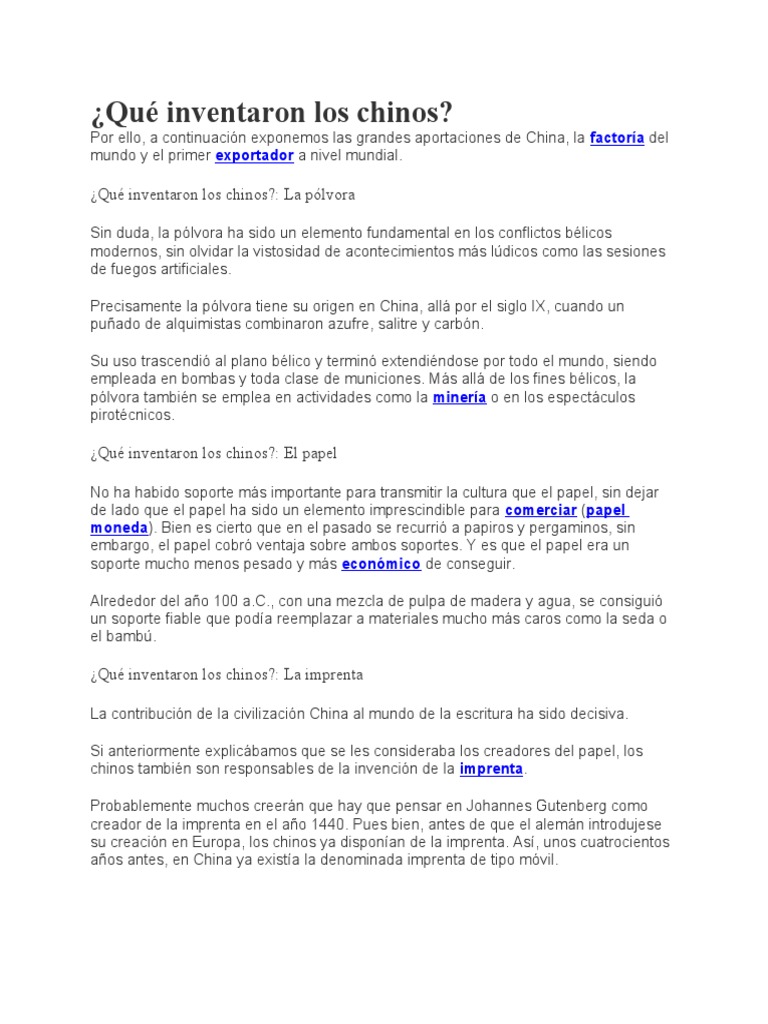 ¿Qué Inventaron Los Chinos?: La Pólvora | PDF | Pólvora | Papel