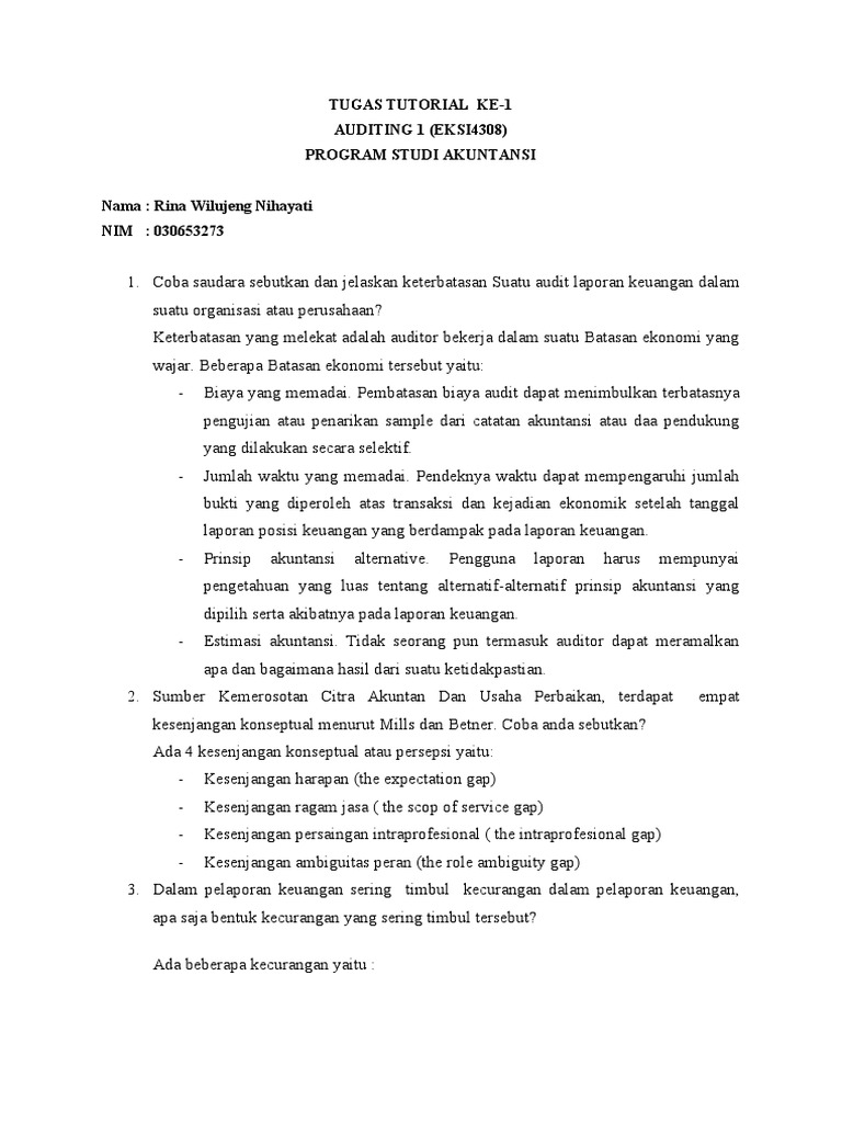 Tugas 1 Auditing 1 | PDF